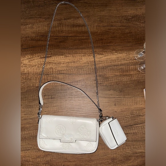 Guess | Bags | Guess White Logo Stamp Crossbody Bag | Poshmark